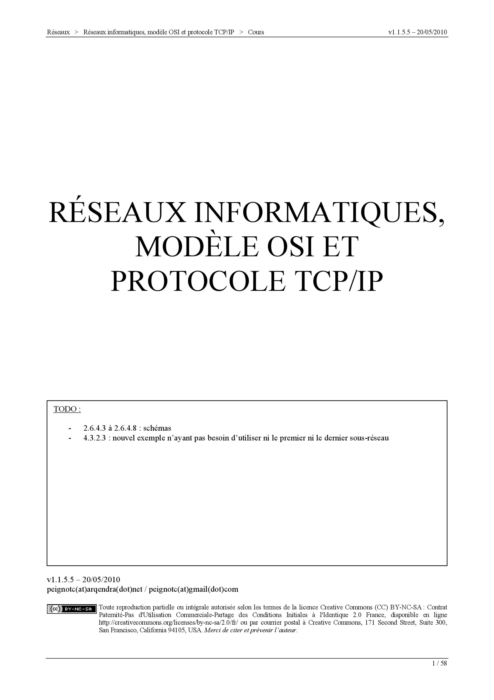 Cours Réseaux Informatiques : Modèle OSI et Protocole TCP/IP PDF
